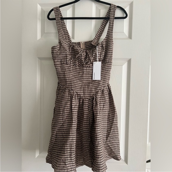 Reformation | Dresses | Nwt Reformation Daria Brown Gingham Sleeveless ...